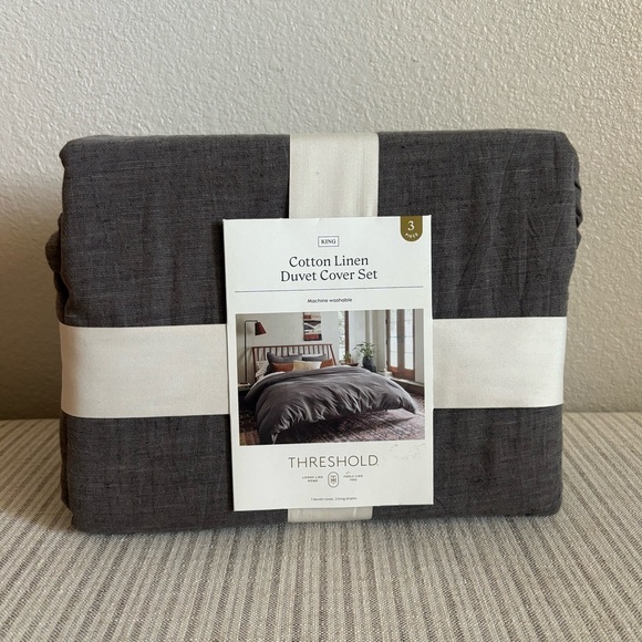 Threshold | Bedding | Nwt 3pc King Space Dyed Cotton Linen Duvet Cover ...